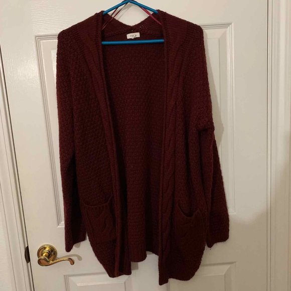 debut | Sweaters | Debut Cable Knit Open Cardigan Burgundymaroon | Poshmark